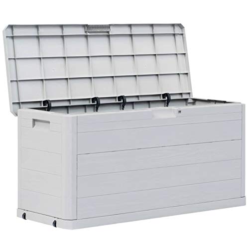 Tidyard Garden Storage Deck Box Plastic 74 Gal Lockable Garden Container Cabinet Toolbox for Patio, Lawn, Poolside, Backyard Outdoor Furniture 46.1 x 17.7 x 22 Inches (W x D x H)