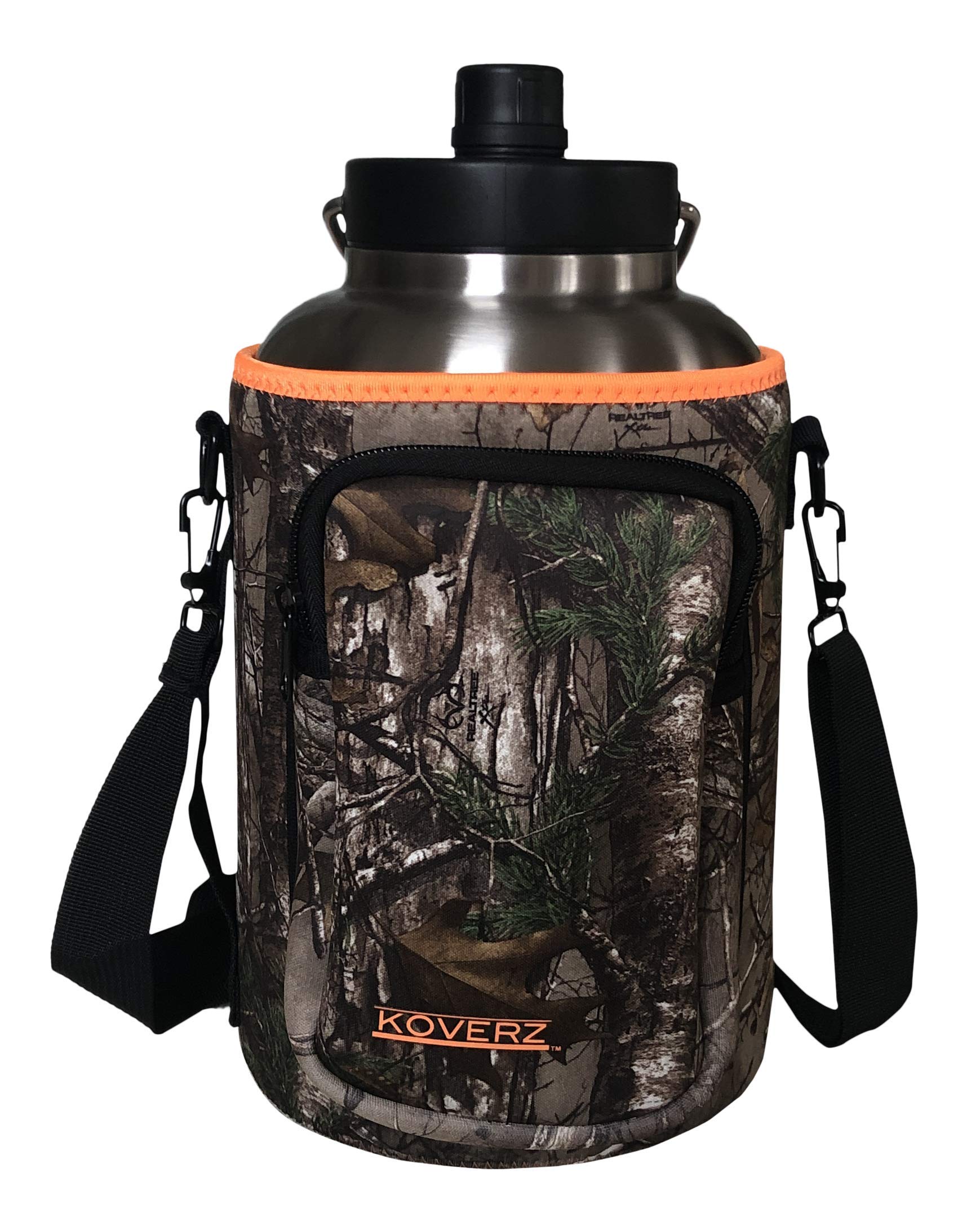 Koverz Half Gallon Jug Carrier, 64oz Bottle Carrier Compatible with Yeti & RTIC Half Gallon Jugs - Realtree Camo