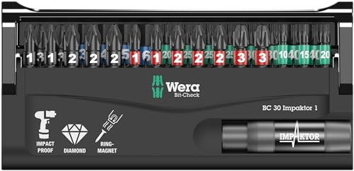 Wera 05057690001"Impact 1" Bit-Check - Silver (30Piece) [Energy Class A]
