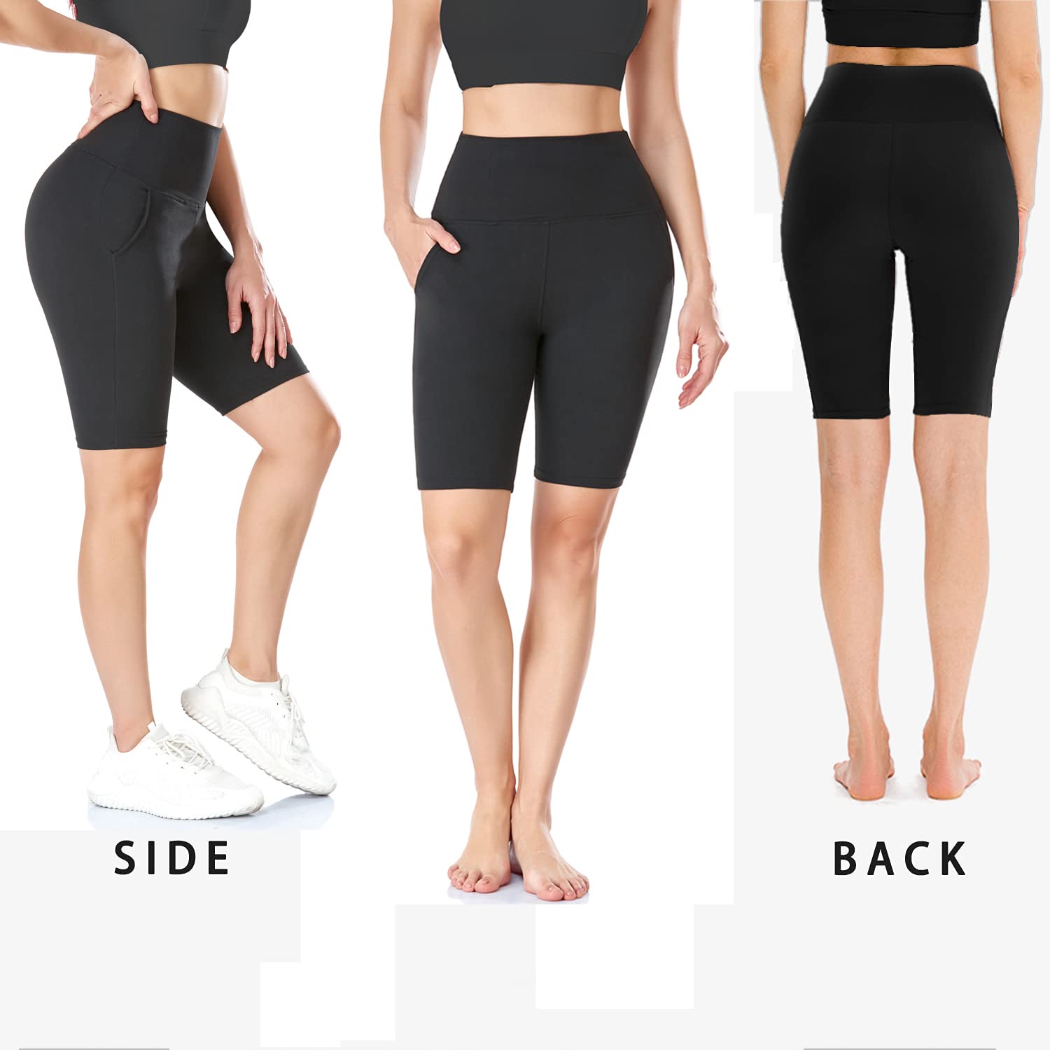 MOREFEEL 3 Pack Buttery Soft Biker Shorts for Women – 8" High Waist Tummy Control Workout Yoga Running Gym Athletic Shorts