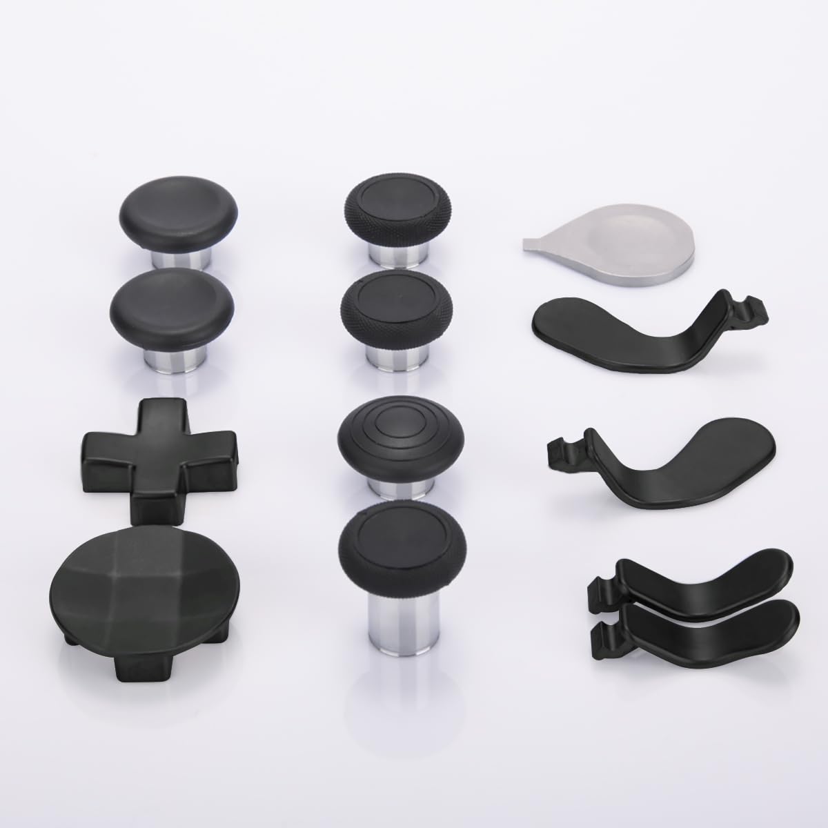 Metal Thumbsticks for Xbox One Elite Series 2, Xb1 Elite 2 Controller Parts, Gaming Accessory Replacement Parts, Metal Mod 6 Swap Joysticks, 4 Paddles, 2 D-Pads, 1 Adjustment Tool(Black)