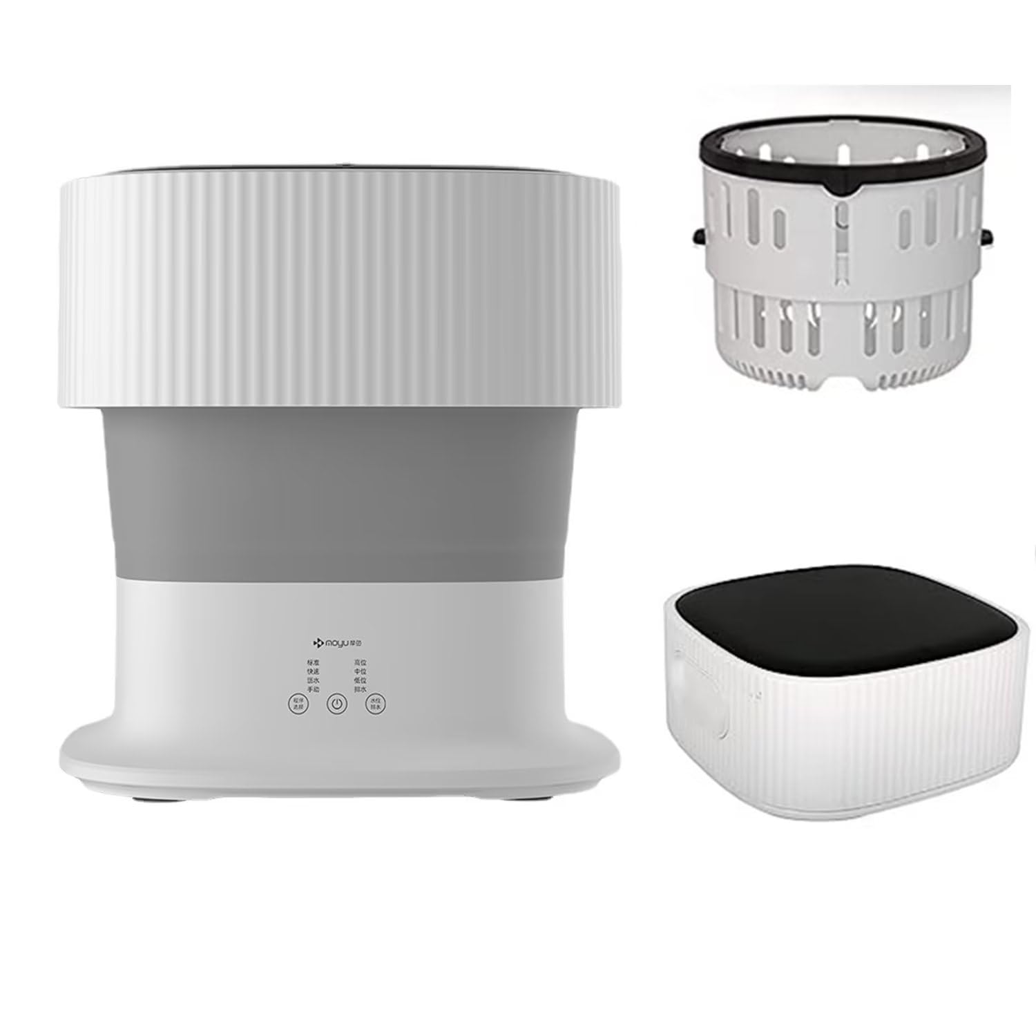 MKNDHRS Foldable Portable Washing Machine Small Mini Washer With Disinfection and Sterilization for Underwear,Socks,Baby Clothes,or Small Items,Suitable for Student,Camping,RV,Travel,White