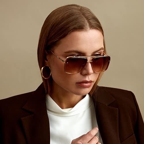 TOPFOXX - Bella Coffee - Aviator Sunglasses for Women Oversized - Total UV 400 Protection coating