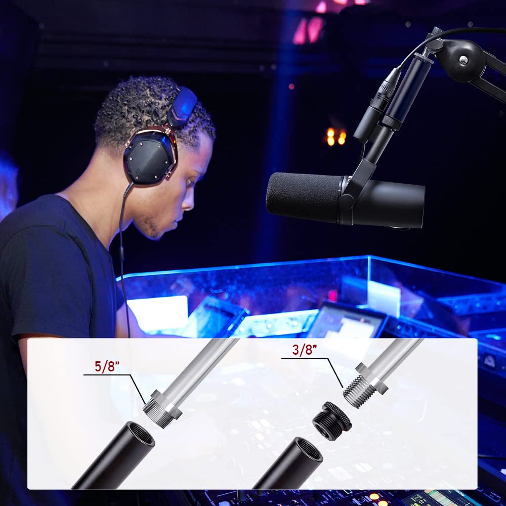 Mic Stand Extension Tube, AFUNTA 5/8" Female to 5/8" Male Microphone Holder Extension Rod Mic Stand Adapter with Microphone Cable