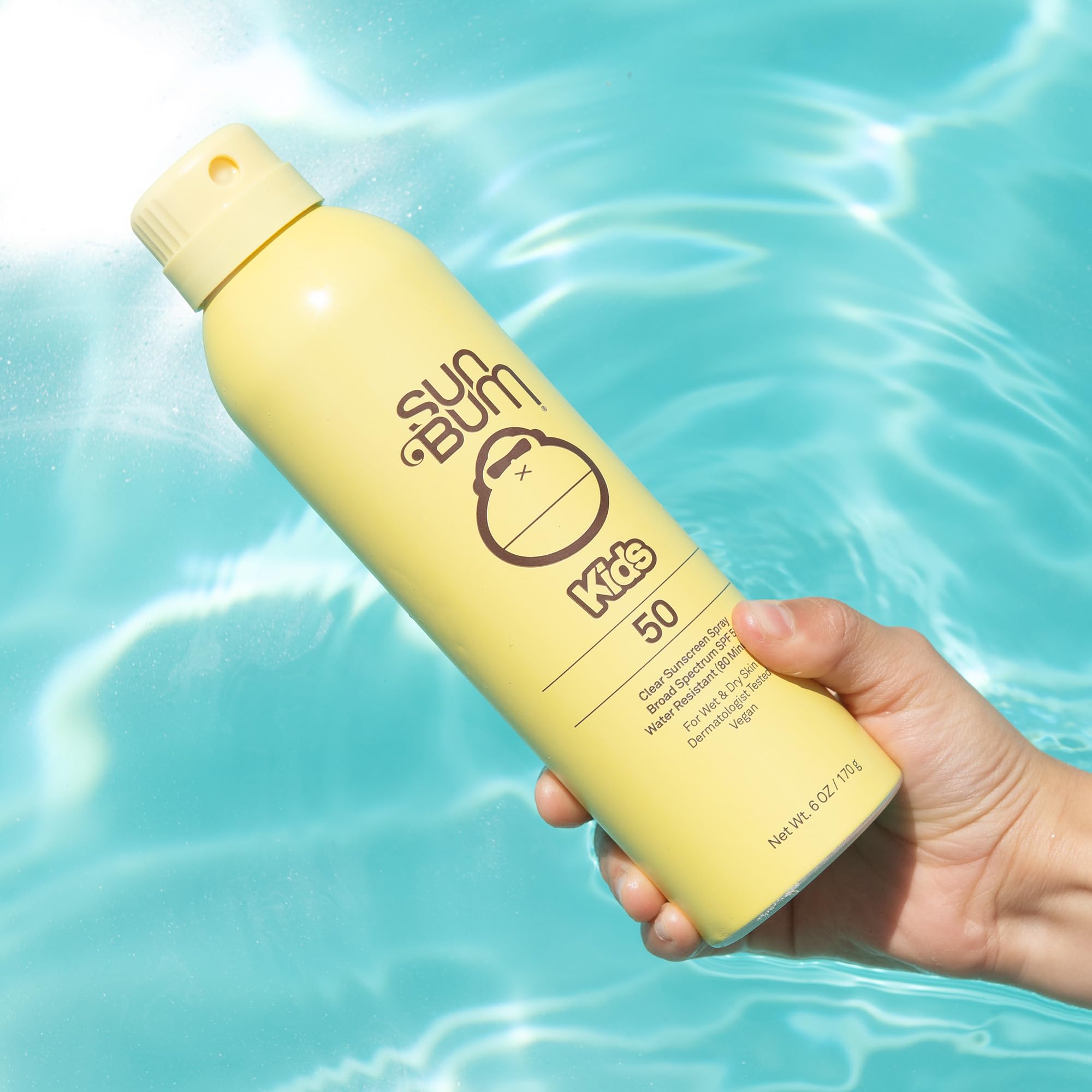 Sun Bum Kids SPF 50 Sunscreen Clear Body Spray | Broad Spectrum Water-Resistant Sunblock with Vitamin E | Wet or Dry Skin Application | Hawaii 104 Act Compliant (Octinoxate & Oxybenzone Free) | 6 oz