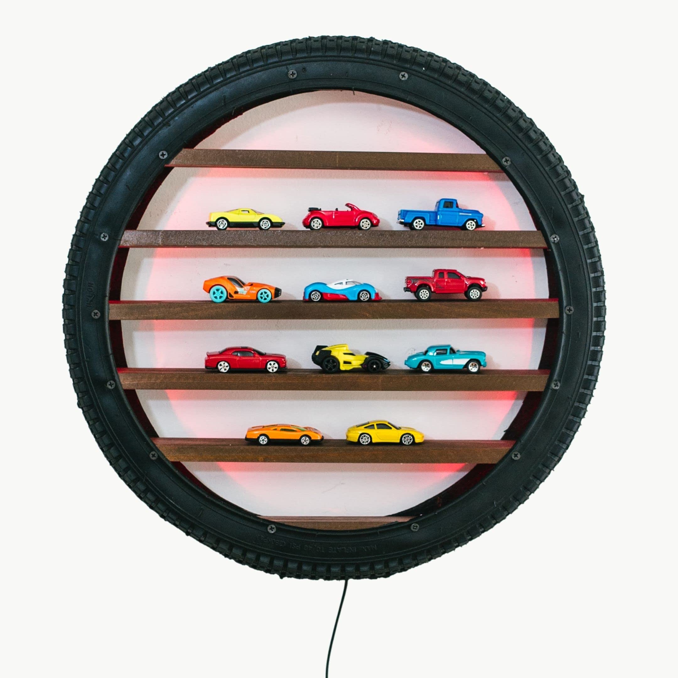 Now! Decor Display Shelf for Hot Wheels and Toy Cars - 20'' | Hot Wheels Storage | Hot Wheels Display Case | Matchbox Cars Storage Case | Model Car Display Case | Car Decor for Boys (Red)
