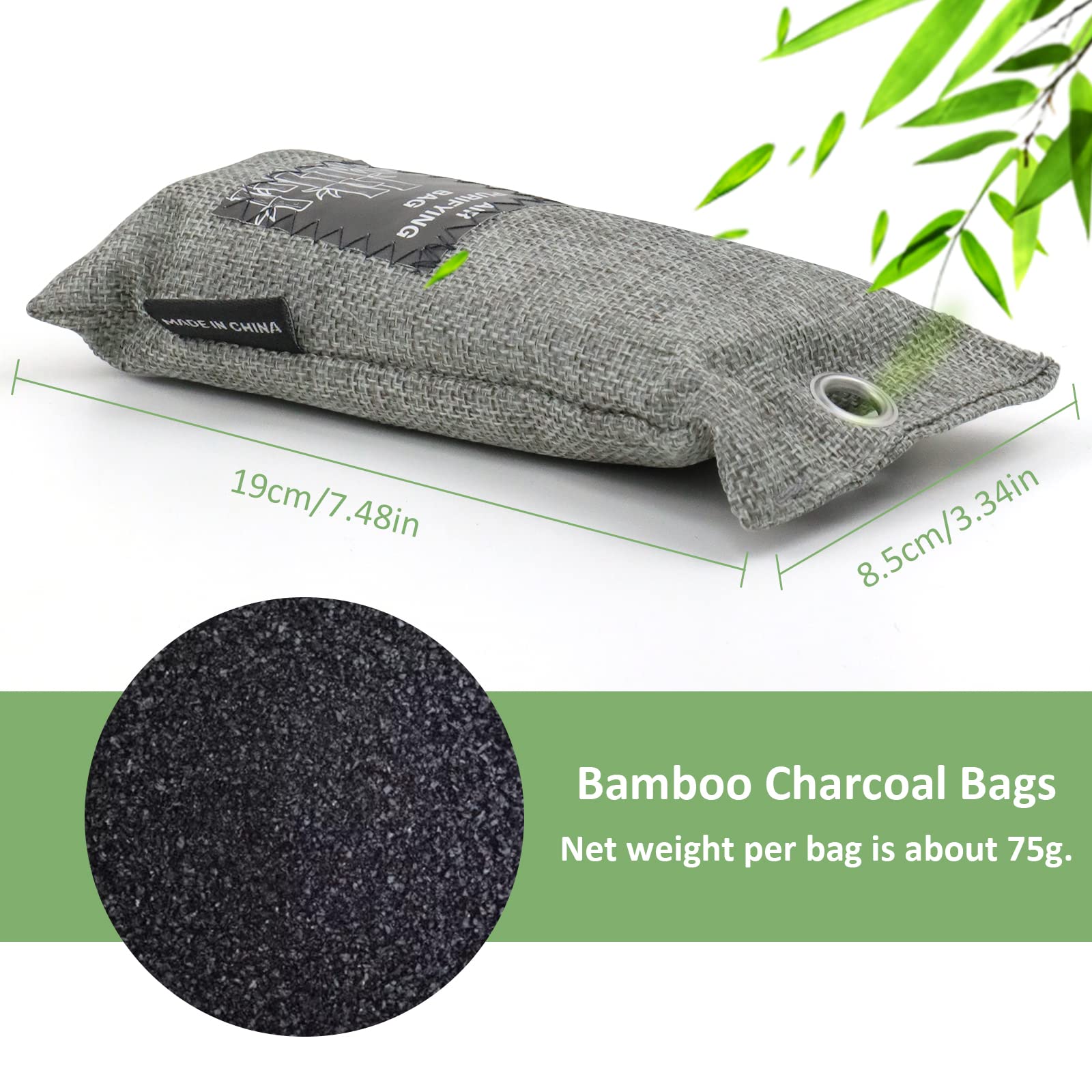 Shoe Deodorizer, Shoe Odor Absorber, Bamboo Charcoal Shoe Deodorizer, Odor Eliminator, Freshener for Sneakers, Gym Bags, and Lockers (2 Pack)