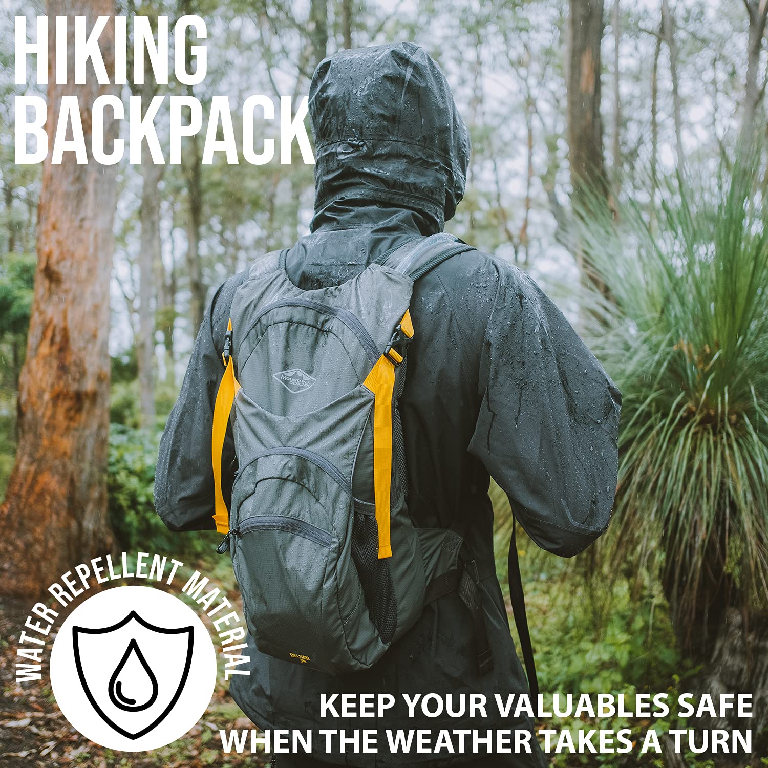 Mountain Designs Hydration Backpack - 10L Leakproof Hiking Backpack has Large Compartments and 3L Tactical Backpack Water Bladder - Water Backpack or Hydration Backpack is a Hiking Gear Must.