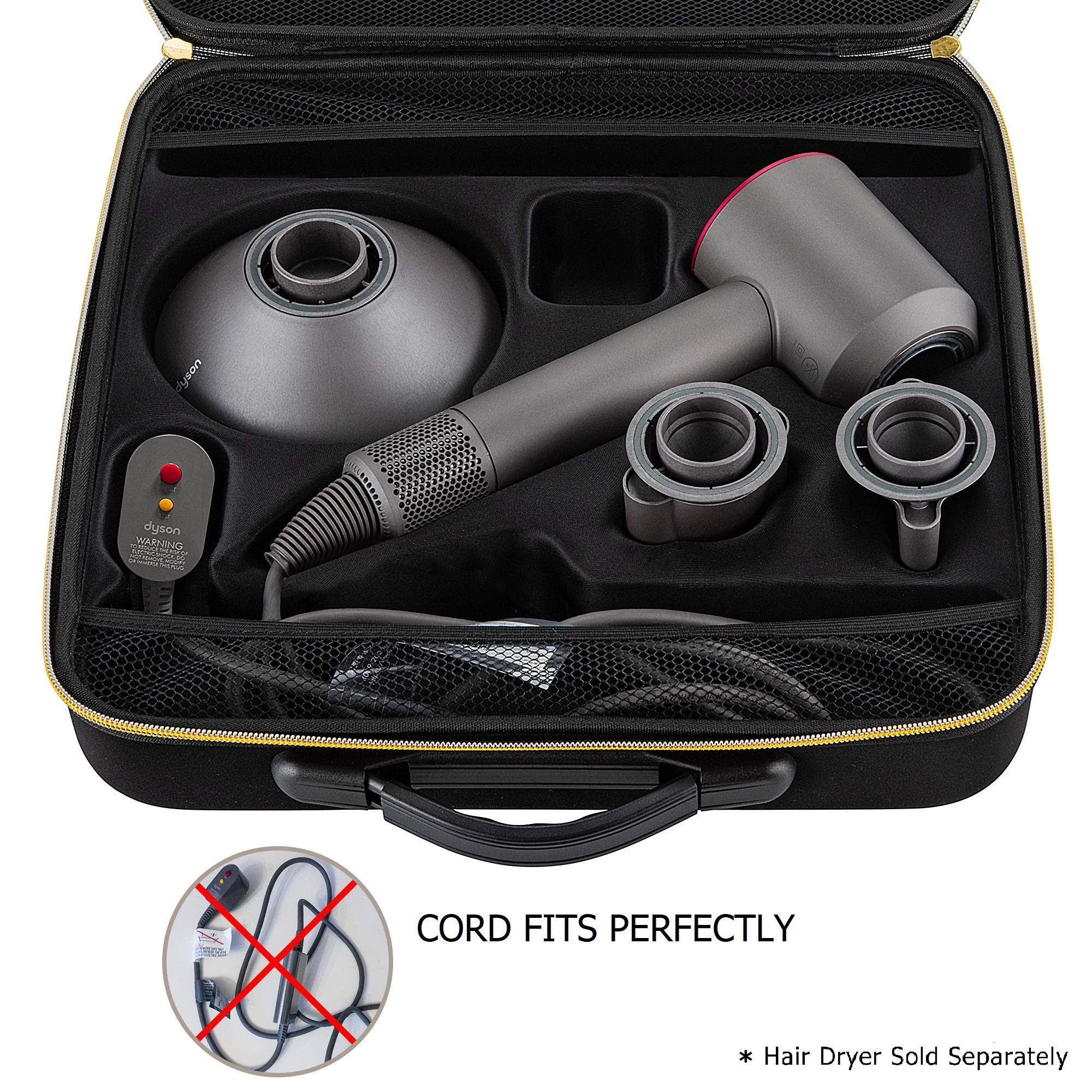MLMD Lux Hair Dryer Case for Dyson Supersonic Hair Dryer – Stylish, Precise Fit, and Extra Storage Space for Accessories – Lightweight & Compact Carrier CaseBag for Travel –– Elegant Design
