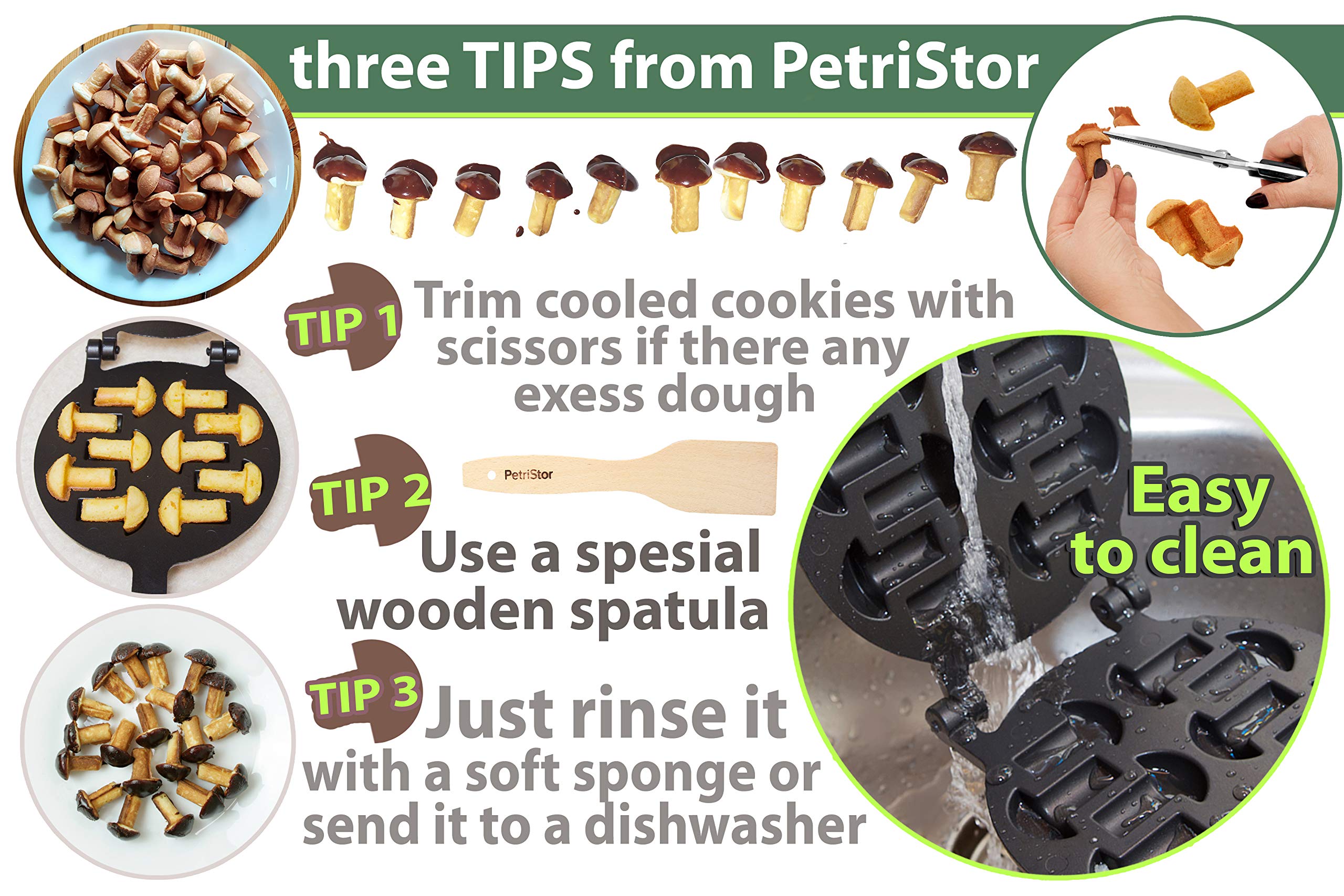 Non-stick Coating Cookie Mold Walnut Mushroom Assorted Tasty Homemade Cookies Baking Tools & Accessories Cookie Presses Bakeware (10 Mushrooms)