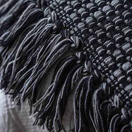 Uphome Washable Hallway Runner Rug, 2' x 6' Cotton Reversible Kitchen Rug Runner, Black Long Laundry Room Rug, Modern Farmhouse Woven Carpet for Bathroom Entryway Bedroom Foyer