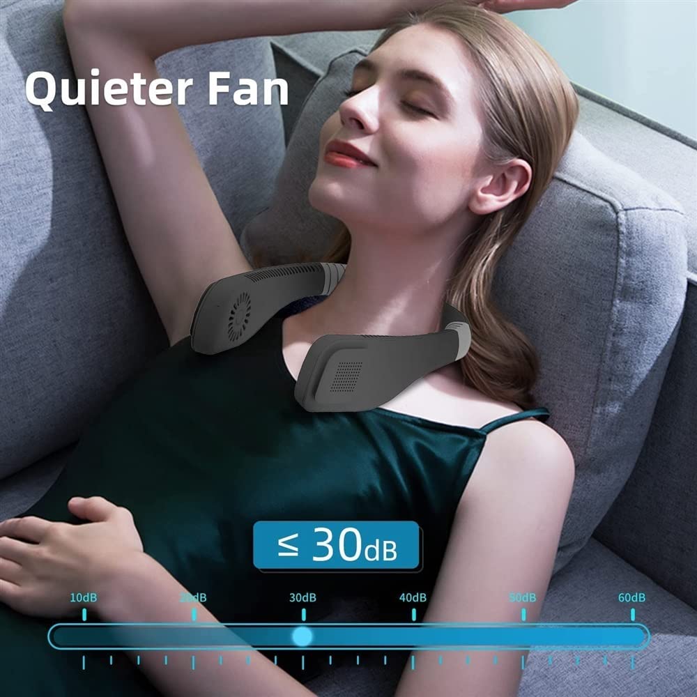 Portable Neck Fan, Personal Fan Bladeless Fan, 3 Speeds Adjustment, Lower Noise, Rechargeable, USB Powered 2.24 (Color : Black)