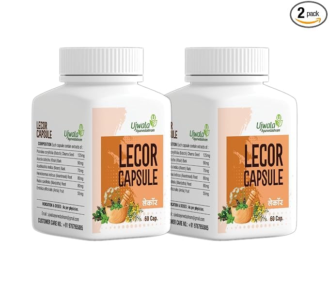 Lecor Capsule (60 Cap) I Ayurvedic Medicine for Vitiligo I Leukoderma Treatment I Need to use with Combination of Livcon Capsule and Lecor Oil