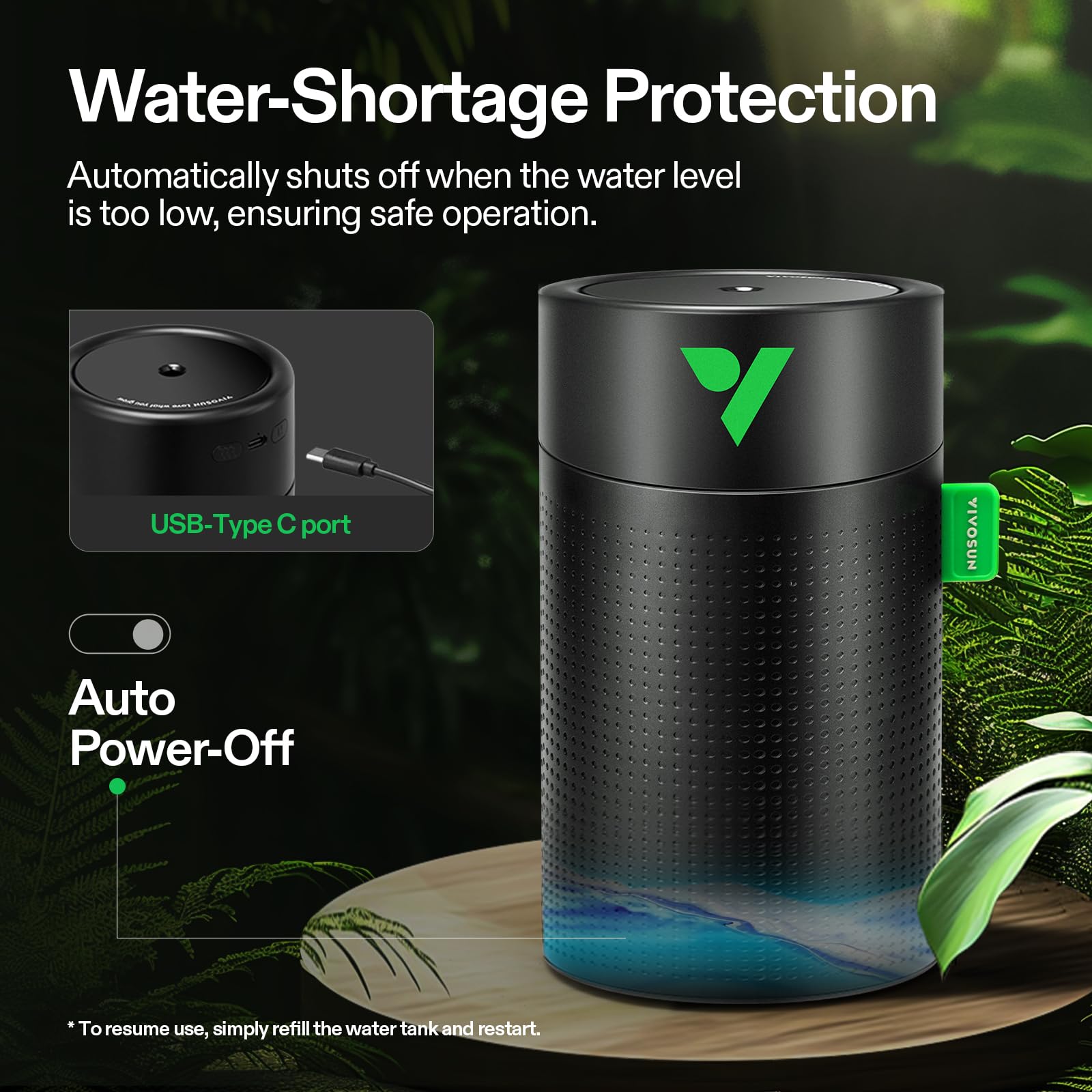 VIVOSUN AeroStream U075 USB Humidifier, 750ml Cool Mist Mini Humidifier with 2 Mist Modes, Auto Shut-Off, Smart Remote Control with VGrow, Designed for Grow Tents/VGrow