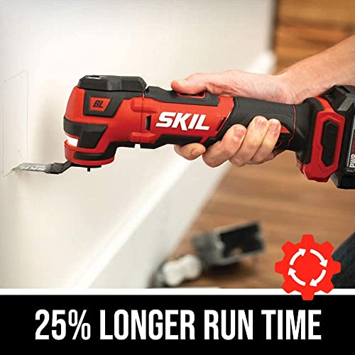 SKIL PWRCore 12 Brushless 12V Oscillating Tool Kit with 40pcs Accessories, Includes 2.0Ah Lithium Battery and PWRJump Charger - OS592702, Red