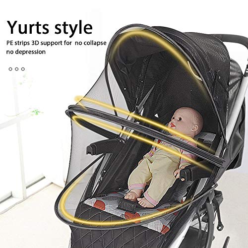 Lorchwise Baby Mosquito Net,Pram Net,for Pushchair,Pram,Buggy,Carrycot and Trave,Car Seats Foldable Two-Way Zippered Mesh Mosquito Net Stroller Accessories