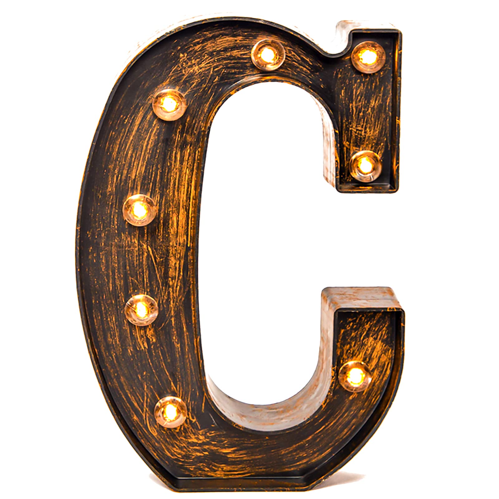 LED Marquee Letter Lights Vintage Style Light Up 26 Alphabet Letter Signs for Wedding Birthday Party Christmas Home Bar Cafe Initials Decor（C）