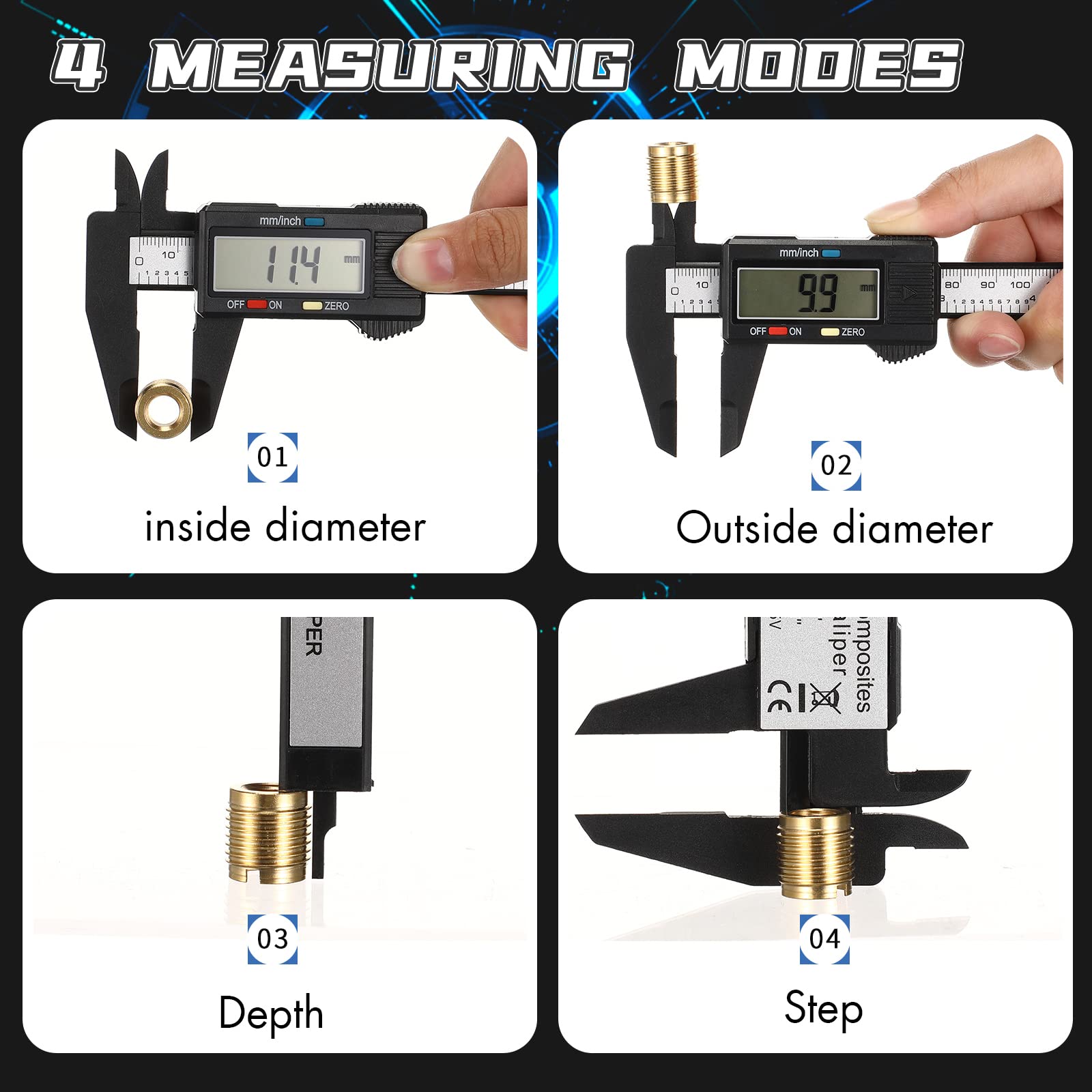 Simhevn Electronic Digital Caliper, LCD | 0 to 6 inch Inch and Millimeter Conversion, Automatic Shutdown Function, Very Suitable for home/jewelry/3D Printing/DIY Measurement, etc