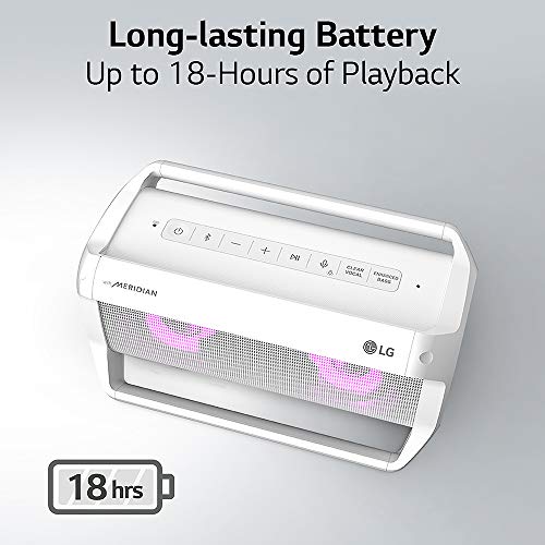 LG PK5W XBOOM Go Water-Resistant Wireless Bluetooth Party Speaker with Up to 18 Hours Playback - White