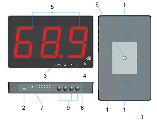 SNDWAY SW-525A 30-130dB Digital Sound Level Meter with Large LCD Display Noise Meter Decibel Wall Mounted Hanging (525A)