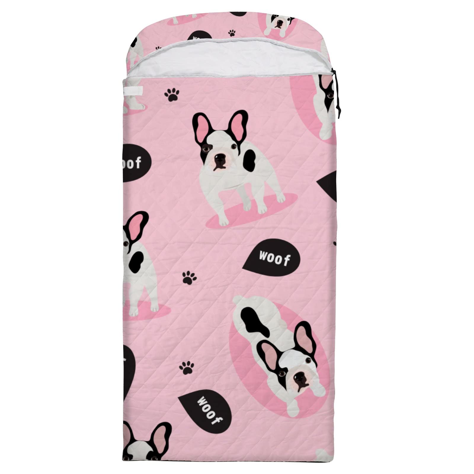 Portable Sleeping Bag Cute Dog Puppy Animal Pink Sleep Bag Cover Mat for Travel Camping Hiking Women Men Adult 3 Seasons