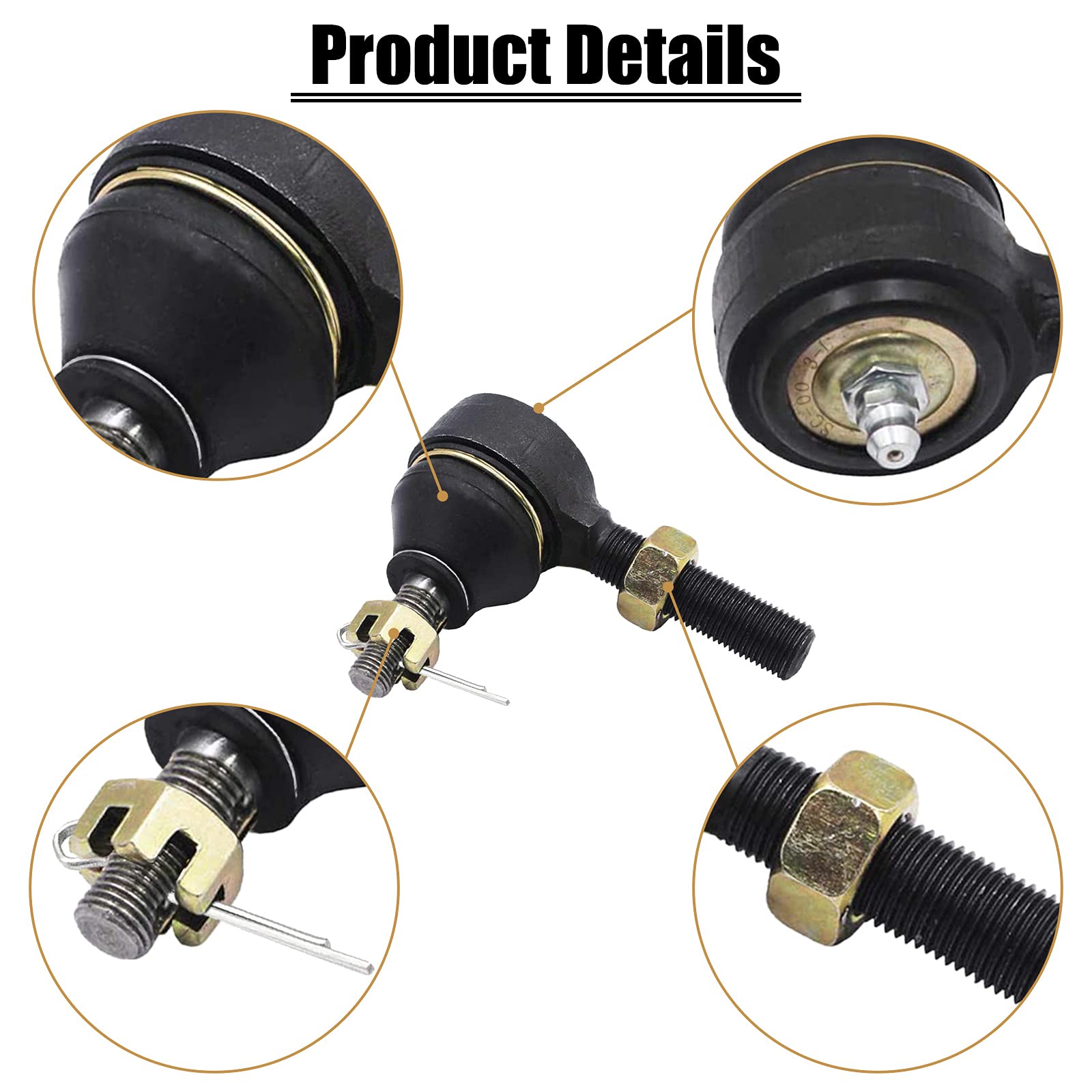 MOSNAI Club Car DS Tie Rod End kit for Club Car DS G&E 1976-2008 Golf Carts Driver OEM #7540 and Passenger Side #7539(2 PCS Left Drive Side + 1 PCS Right Passenger Side Hand Thread)