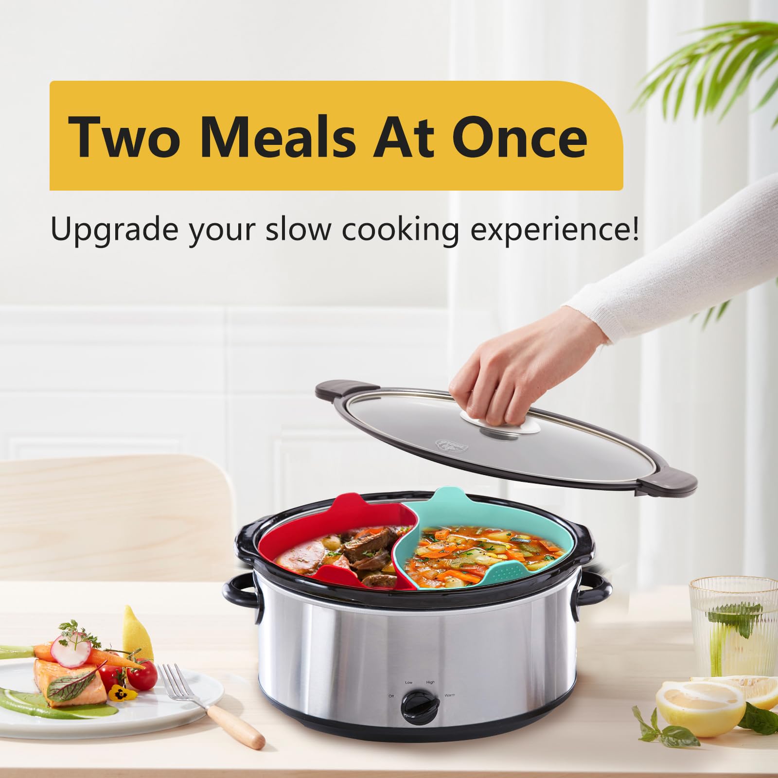 Magikichen 6-7 Quart Oval Silicone Slow Cooker Liners,For Crockpot Liners,Reusable Crock pot Divider Insert,BPA-Free, Dishwasher Safe