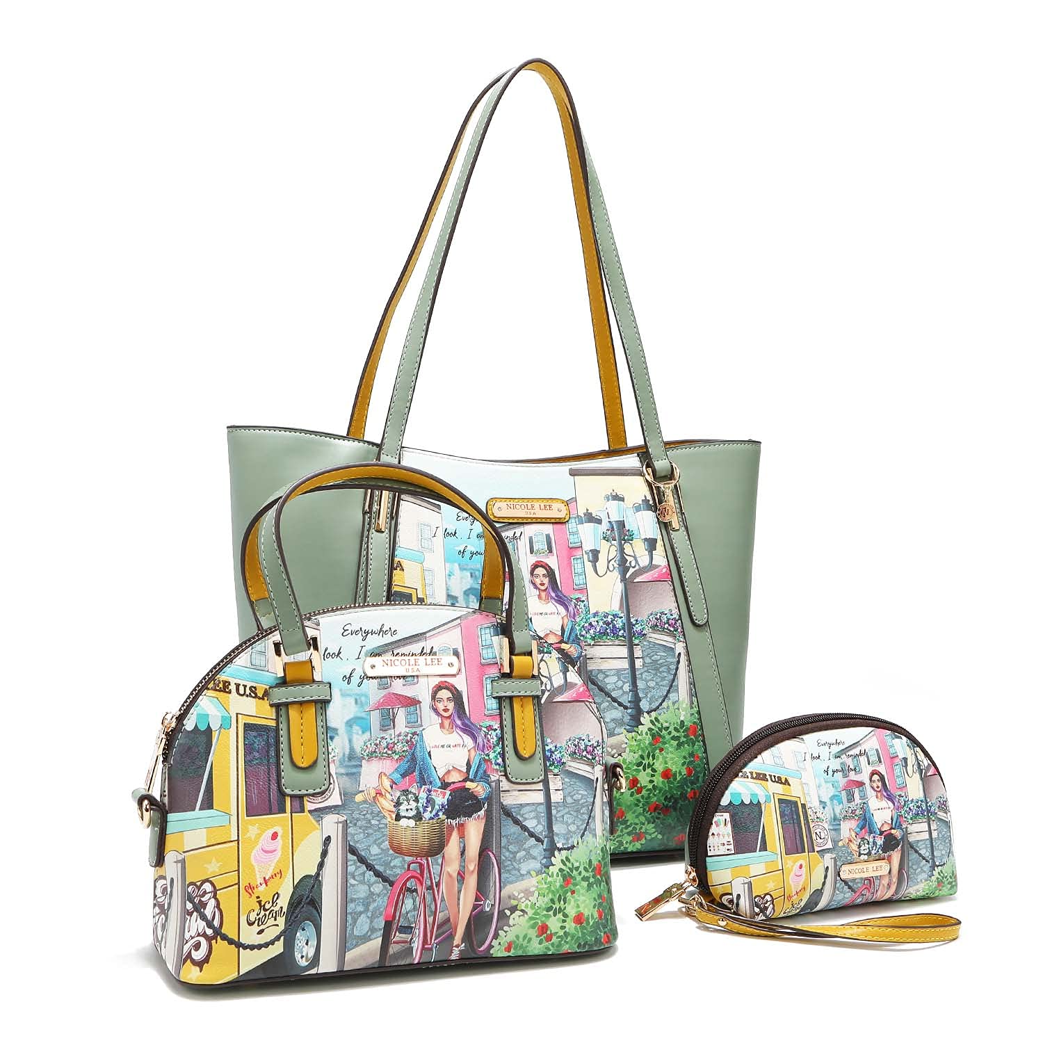 Nicole Lee Cozy Street In Milan 3 Piece Set (Shopper, Mini Satchel, Pouch)