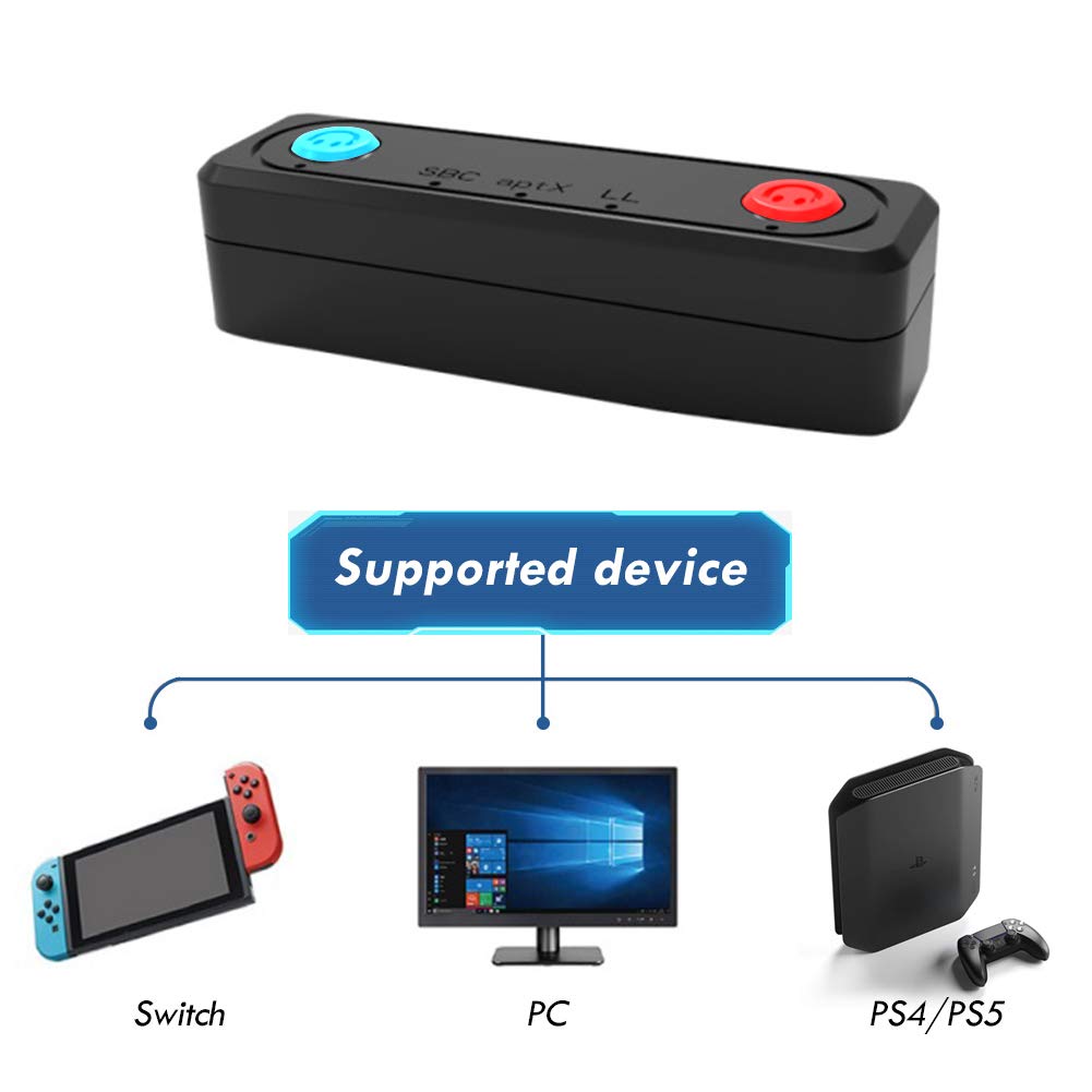 Micnaron Bluetooth 5.0 Audio Transmitter Adapter Ultra Slim with USB C Cnoector Built-in Digital Mic APTX Low Latency for Nitendo Switch Lite Compatable with PS4 PS5 Computer, Support Dual Connections