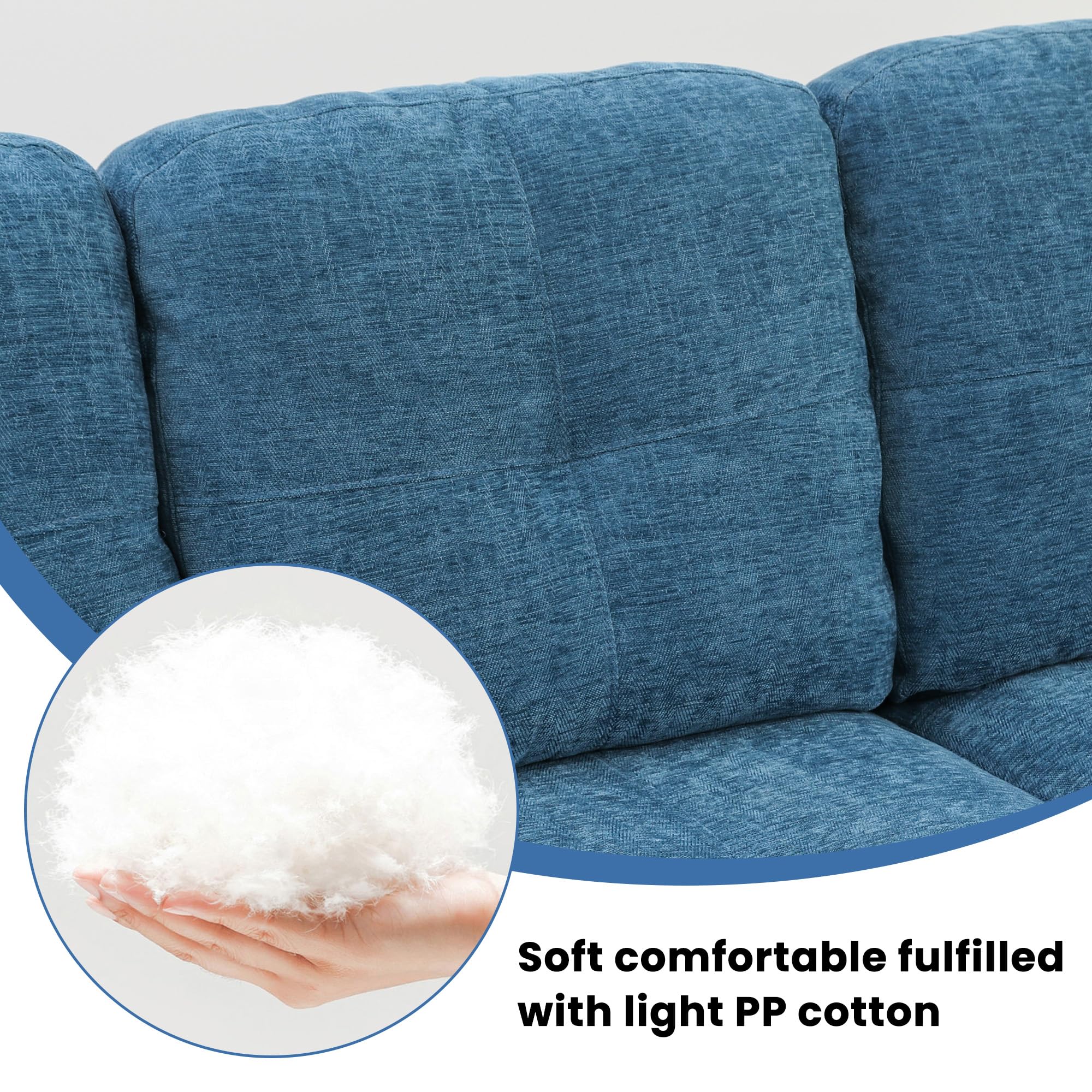 SumKea L-Shaped Sectional Sofa Set, Linnen 5-seat Couches with Pillows, Right Facing Chaise for Living Room, Apartment, Office, Blue