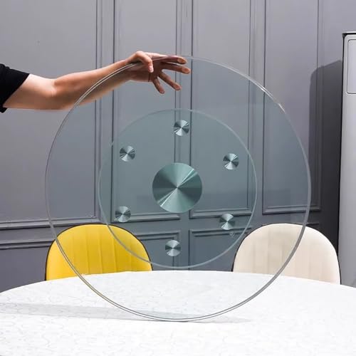 MAGILL Glass Lazy Susan Turntable for Dining Table - 28″ Clear Rotating Plate Round Tabletop Rotating Serving Tray with Silent Bearing,Silent & Smooth (Color : Clear, Size : 32in/80cm)