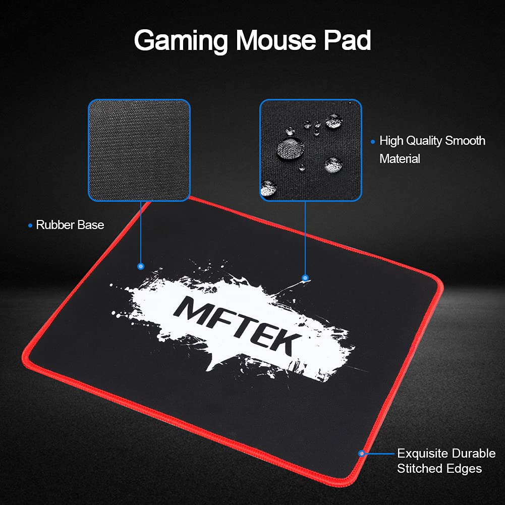 MFTEK RGB 87 Keys Gaming Keyboard and Mouse Combo with Large Mouse Pad, USB Wired Rainbow Backlit Mechanical Feel Keyboard and 4 Color Light Up Gaming Mouse Set for PC Laptop Computer Gamer Work