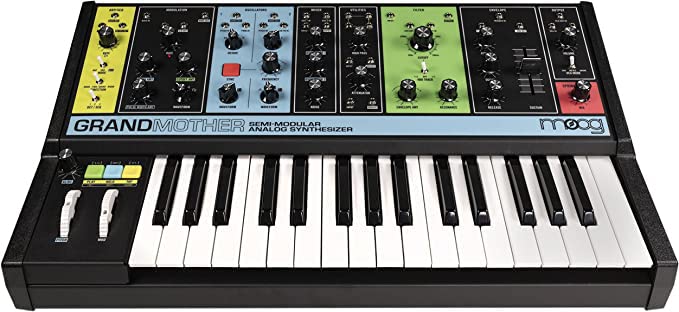 Moog Grandmother Semi-Modular Analog Synthesizer Bundle with Case, Patch Cables, Instrument and Midi Cable and Austin Bazaar Polishing Cloth