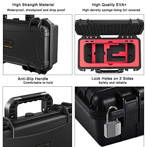 OwlTree Upgraded Carrying Case for Steam Deck, Power Adapter, Charging Cable, Dock, SD Cards, Thumb Grip Caps,Waterproof Hard Shell Travel Bag Pouch Case for Steam Deck & Accessories