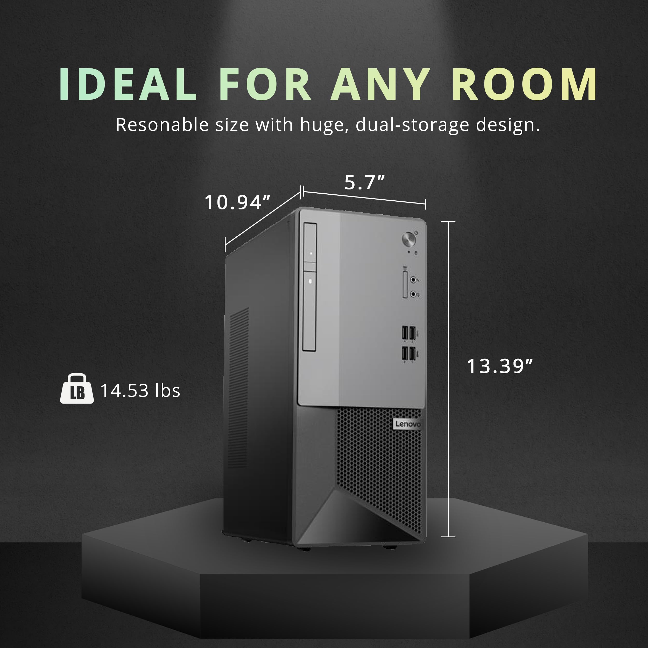 Lenovo V50t Gen2 Business Tower Desktop, Intel Core i5-10400 Processor, 16GB RAM, 512GB PCIe SSD, DVD-RW, HDMI, RJ-45, DP, Wi-Fi, Win 11 Pro, Black, 32GB Hotface USB Card