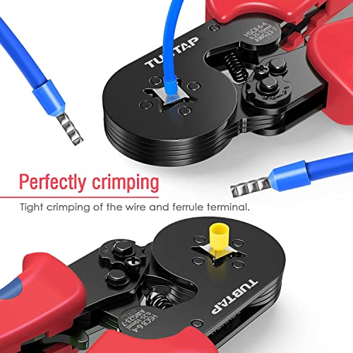 TUBTAP Ferrule Crimping Tool Kit - with 1200PCS Wire Ferrules - Terminal Crimper for Electricians [AWG 23-7]- Wire Ferrule Kit for Wire-End Ferrules, 0.25-10 mm²