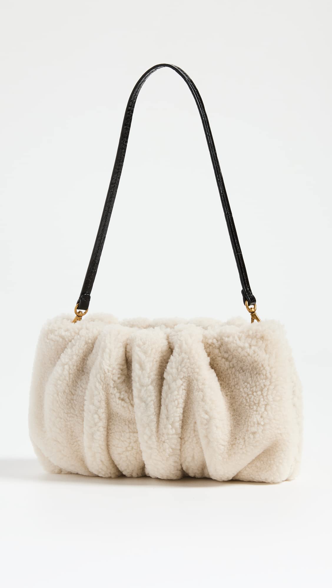 STAUD Women's Bean Shearling Convertible Bag, Cream, Off White, One Size