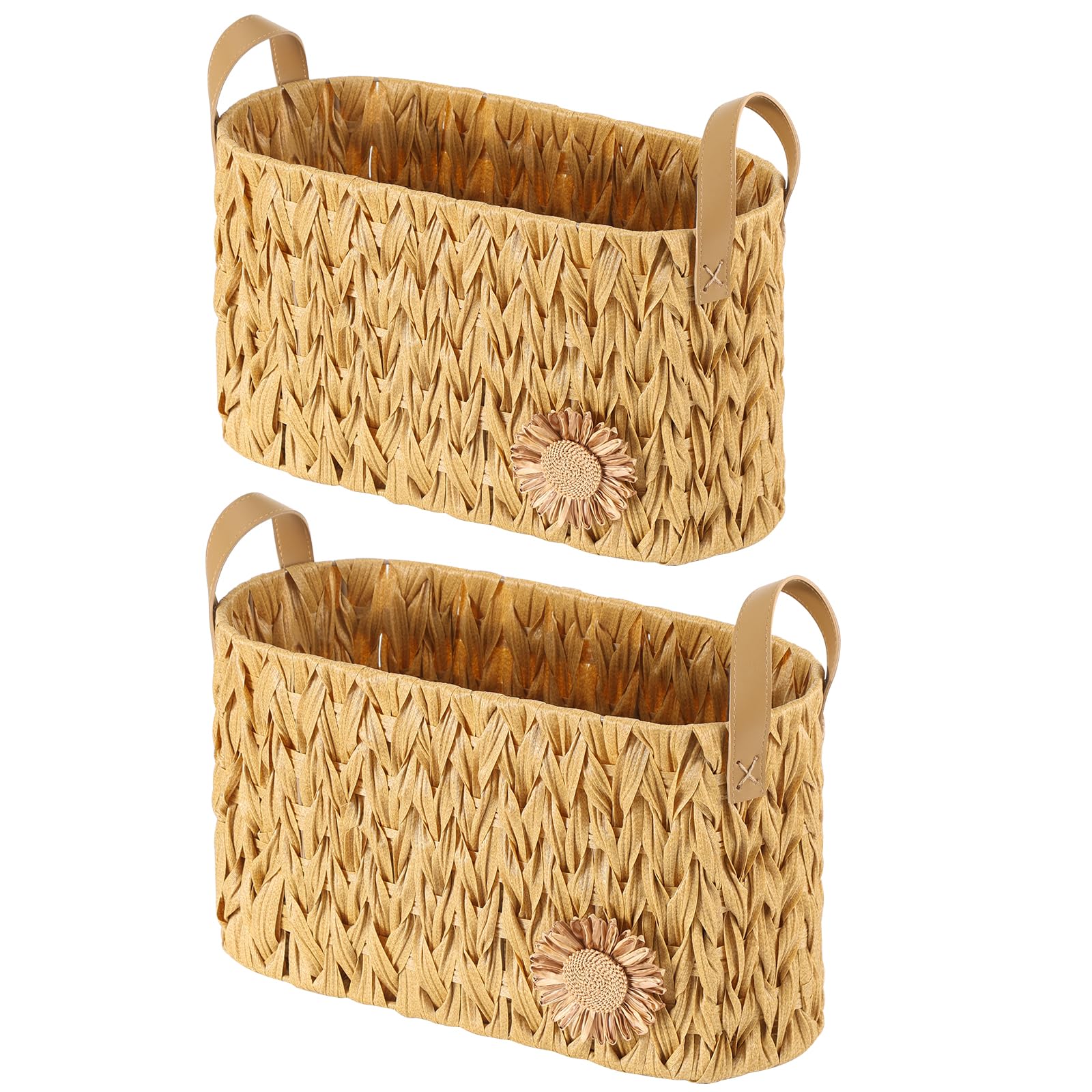 Vlovelife Toilet Paper Storage Organizer Basket, Boho Decor Toilet Paper Basket for 6 Mage Rolls, Bathroom Accessories Paper Organizer Storage, Storage Basket For Bathroom Decor, 2 Pack - Nature