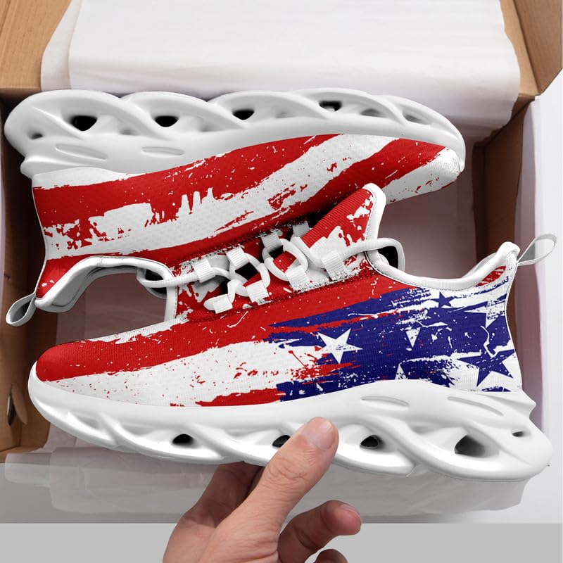 Men's Mesh Running Shoes: American Flag Patterns for Patriotic Enthusiasts and Veterans, Lightweight Breathable Tenis Sneaker Ideal Gift for Dad