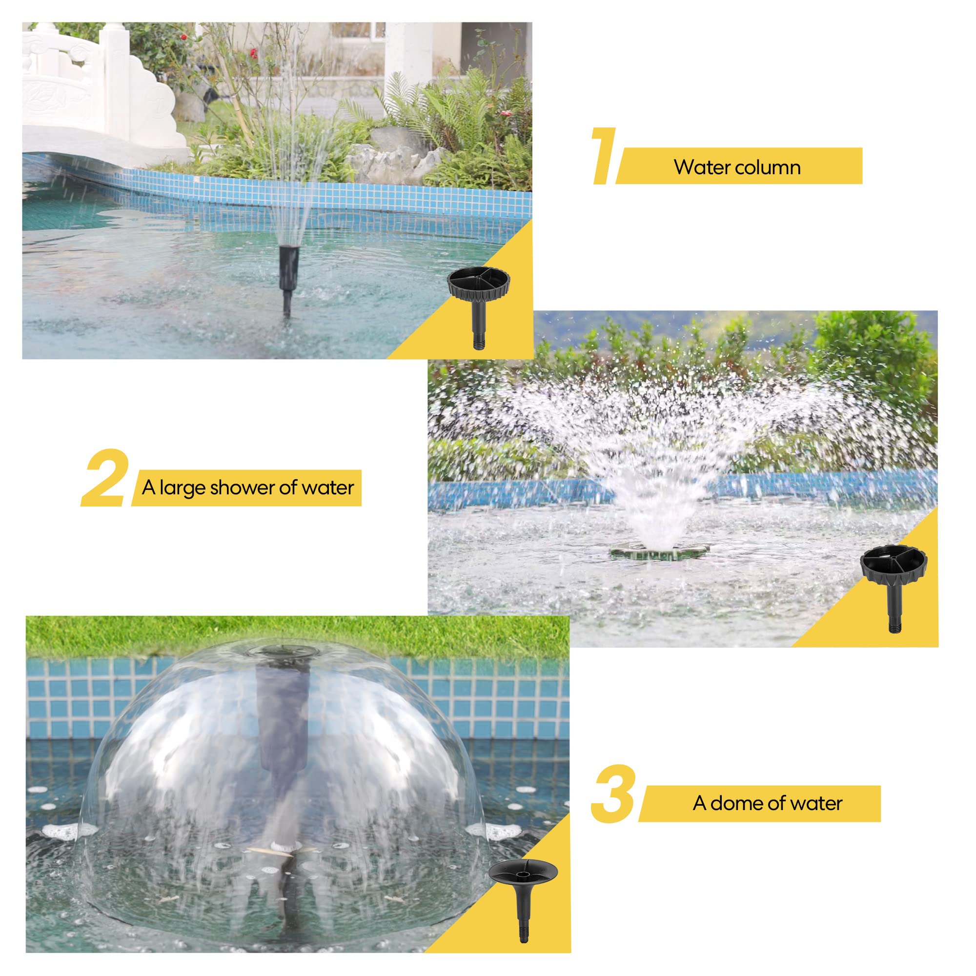 VIVOHOME 660 GPH Submersible Pond Filter Pump Fountain Kits with Sterilizer Suitable for Ponds of 1180 Gallons, Water Pump Built In