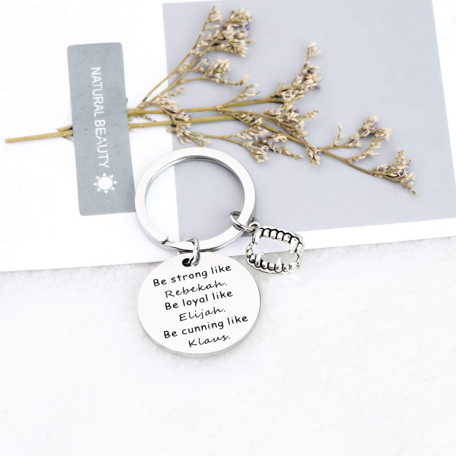 MYOSPARK V D Inspired Gift Be Strong Like Rebekah Be Cunning Like Klaus Keychain (Rebekah Elijah Klaus KC)