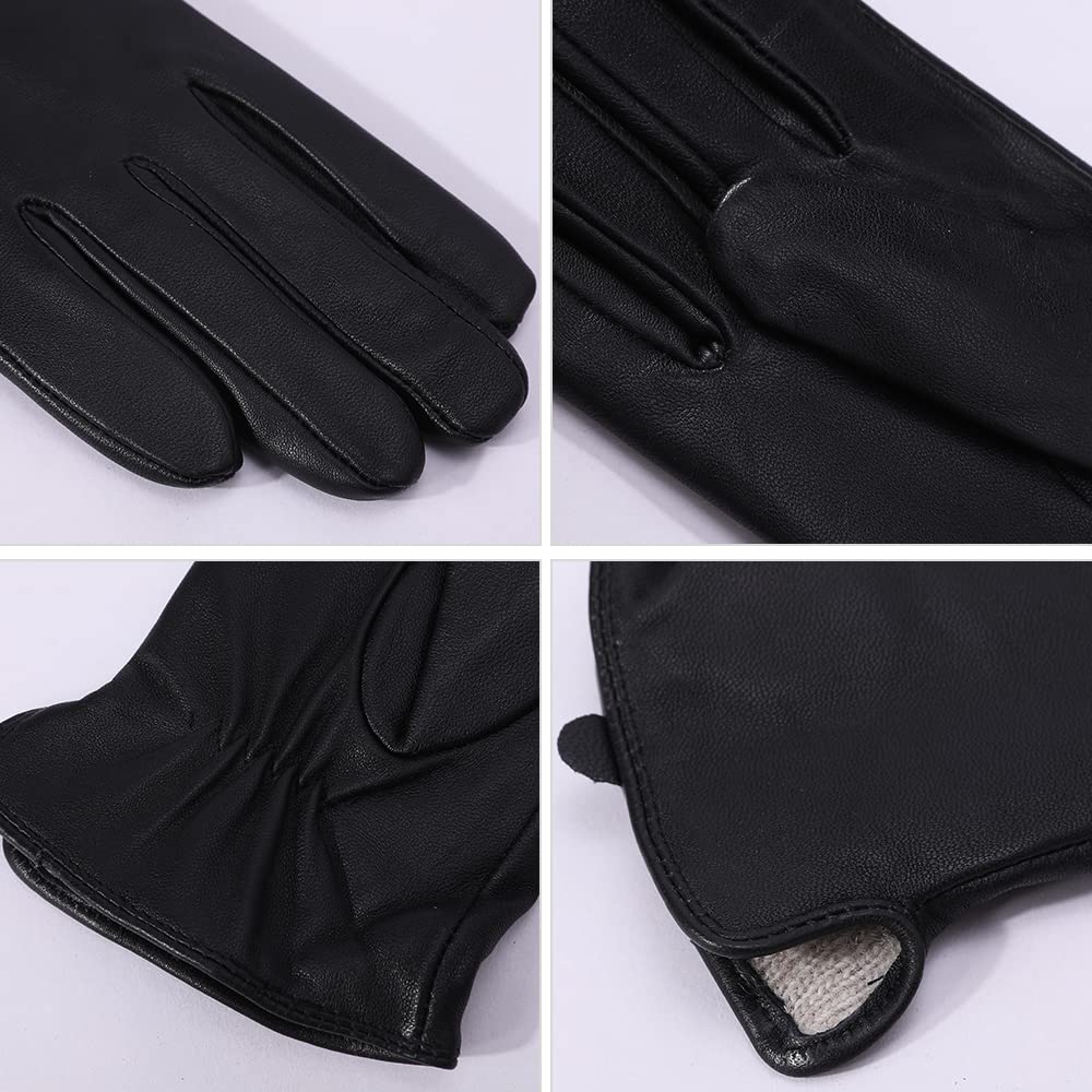 MGGMOKAY Womens Touchscreen Nappa Lambskin Leather Gloves(100% Cashmere Lining),BLack,Medium
