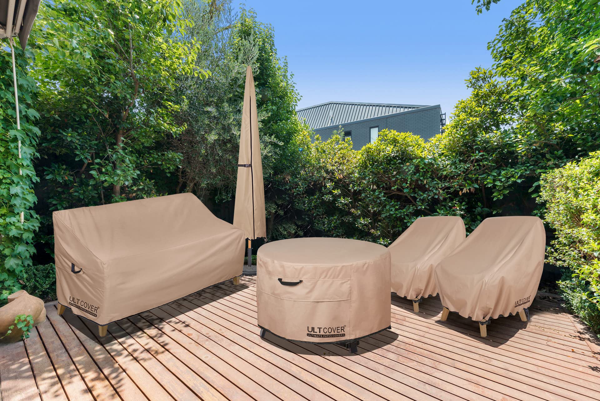 ULTCOVER Patio Fire Pit Table Cover Round 50 inch Outdoor Waterproof Fire Bowl Cover
