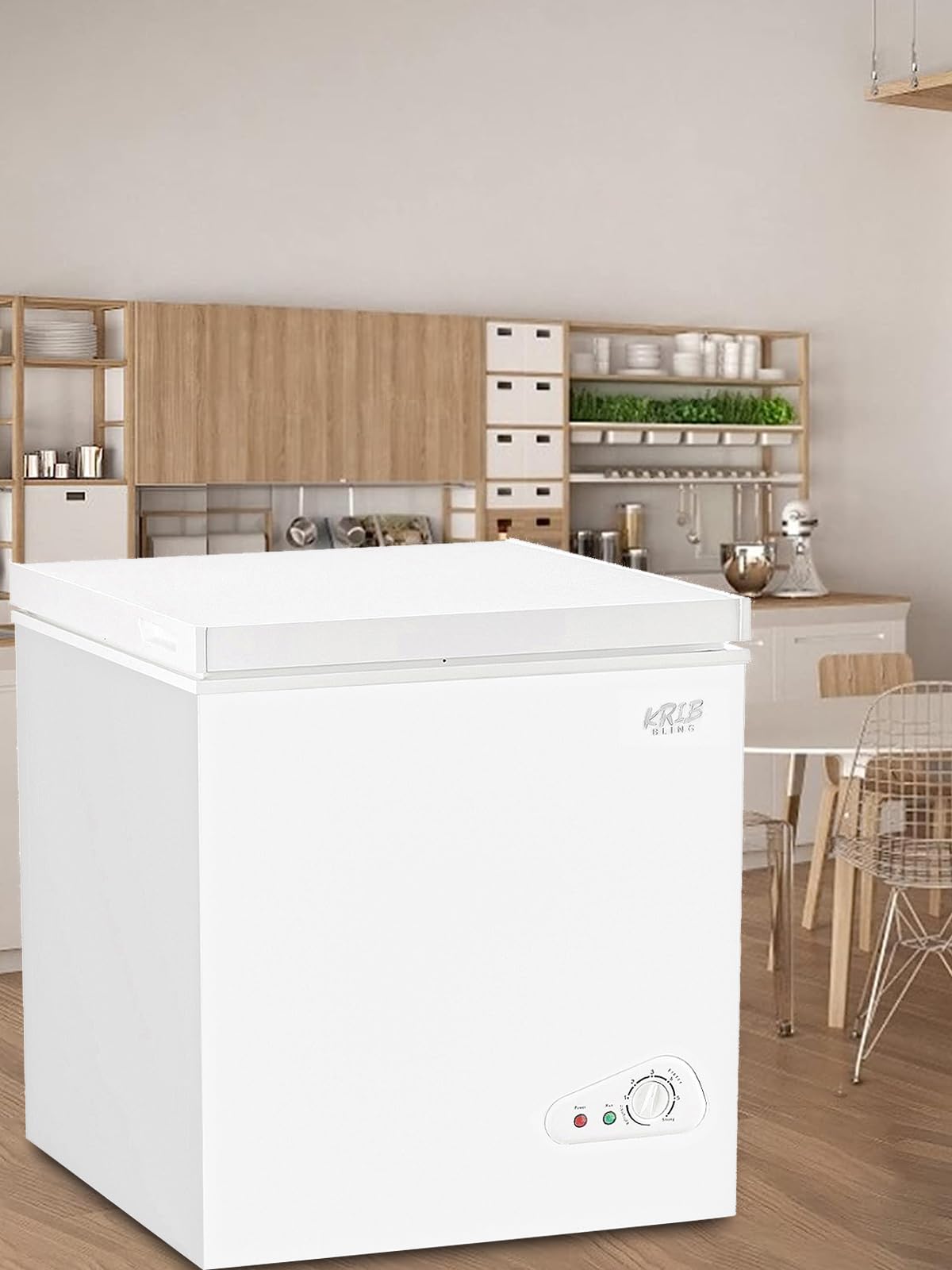 KRIB BLING 7.0 Cu.Ft Chest Freezer Compact Mini Deep Freezer with Top Open Door 7 Gears Temperature Control with Removable Storage Basket White