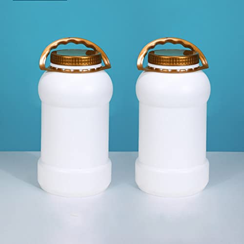 WellieSTR 4PCS Food Grade White Plastic Bucket with Handle & Lid,2L Plastic Bucket with Handle Lid Food Grade Storage Container for Home Kitchen Food Cereals Airtight Sealing