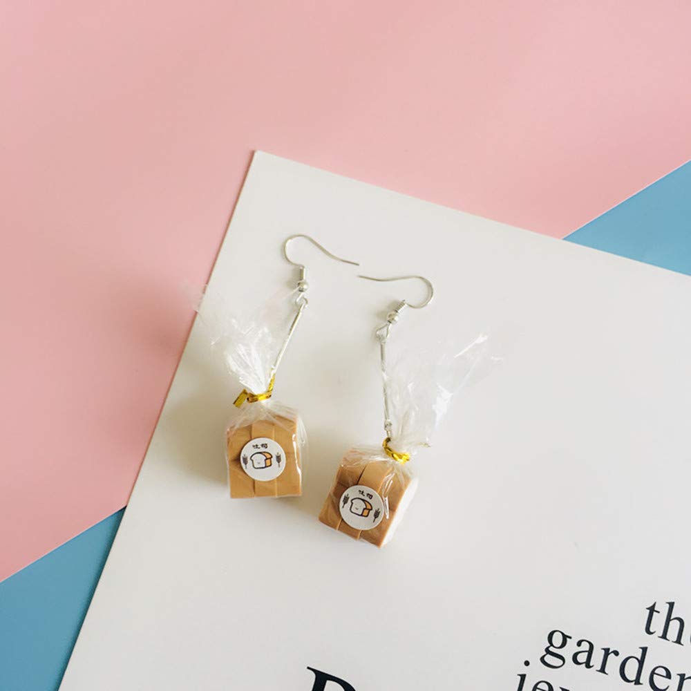 Mountainer Creative Handmade Mini Simulation Food Toast Dangle Earrings for Women Cute Bread Drop Earrings Funny Jewelry Gift