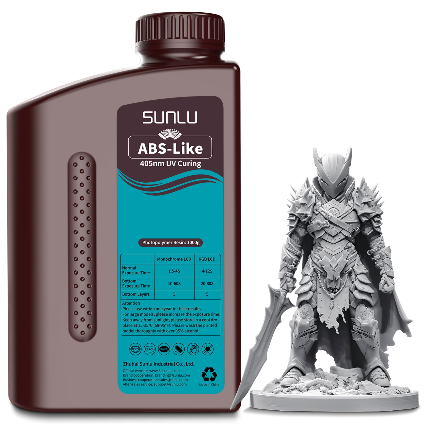 SUNLU ABS Like Resin 2000g, Strong Fast Curing 3D Printer Resin, 395 to 405nm UV Curing 3D Printing Liquid Photopolymer Resin, Non-Brittle and High Precision, 2kg, Dark Grey