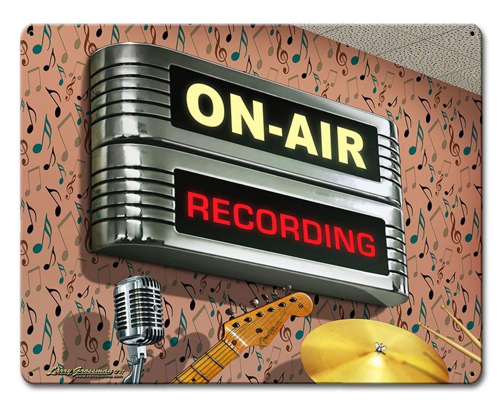 Losea On Air Recording Retro Vintage Tin Signs, Wall Metal Posters Plaques, Home Bar Garage Man Cave Decor,12 x 8 Inches
