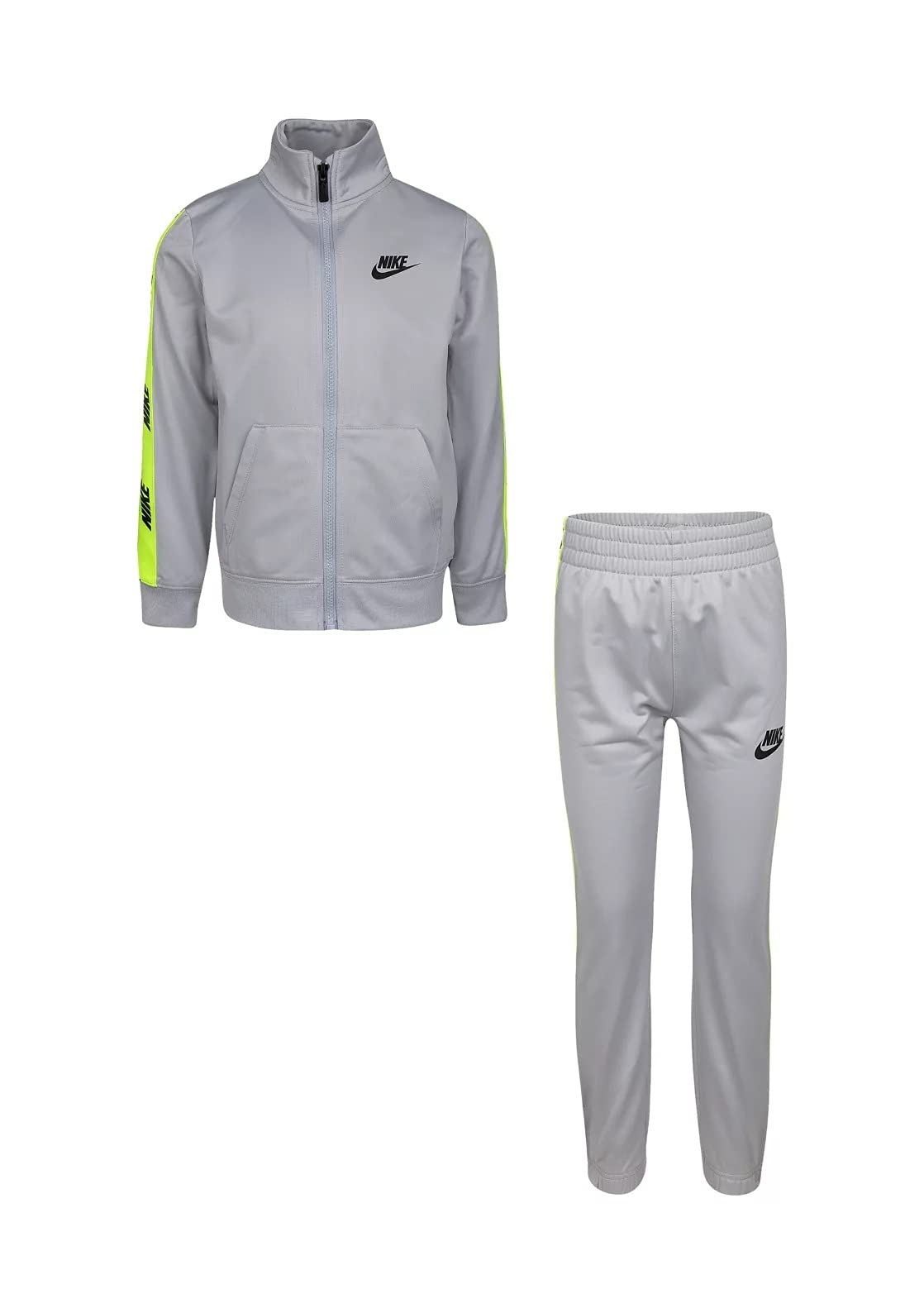 Nike Boy`s Jacket & Pants 2 Piece Set (Light Smoke Grey(86G796-G6U)/Yellow, 18 Months)