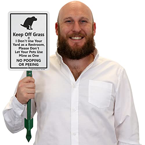 SmartSign "Keep Off Grass" Funny Dog Poop Sign for Lawn | 21” Tall Stake & Sign Kit